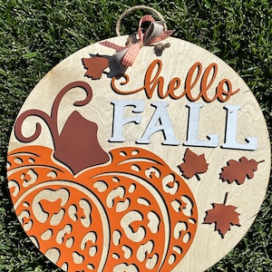 Hello Fall / Fall Door Hanger / Welcome / Pumpkin Fall / Door Hanger - Etsy