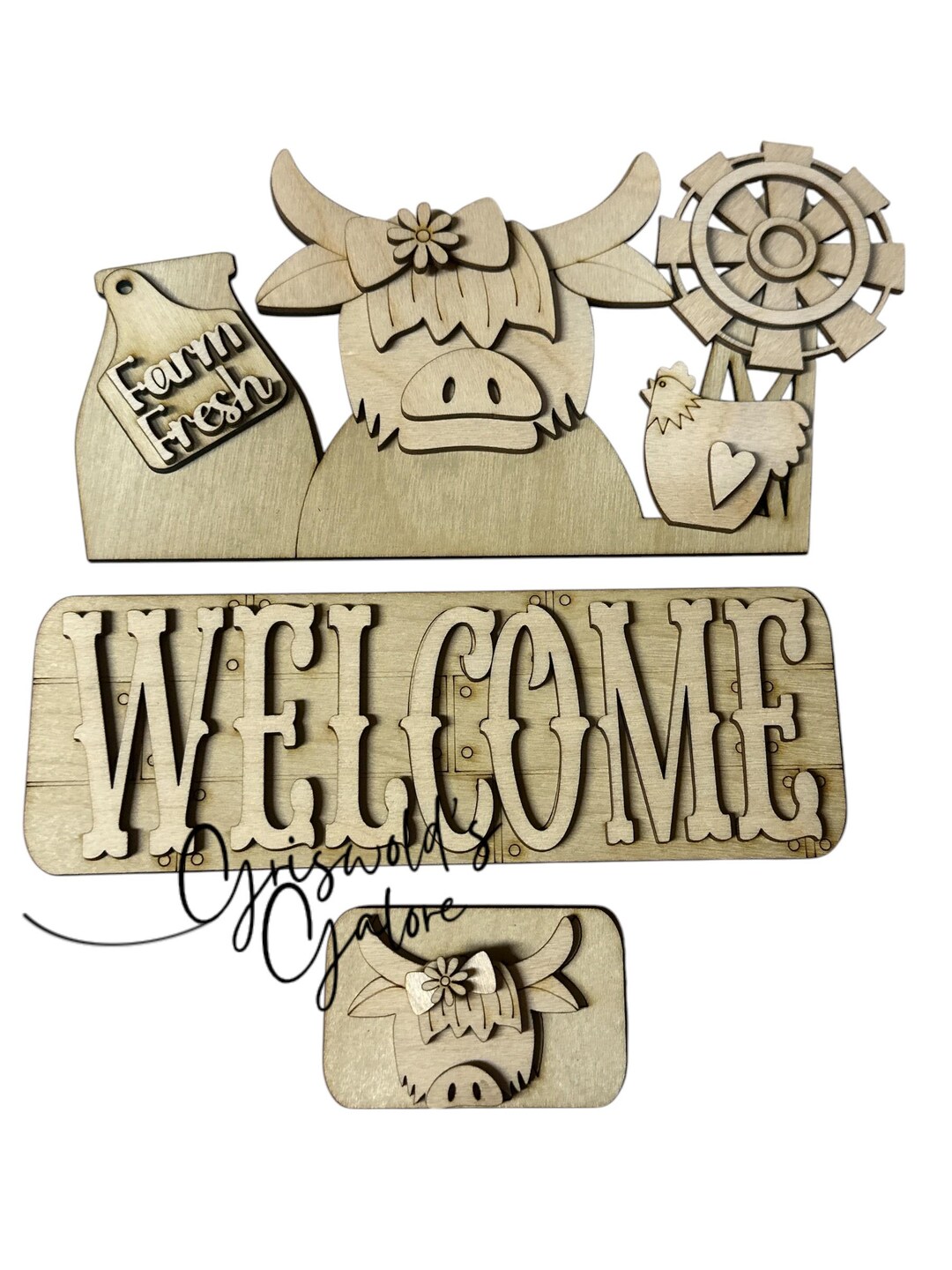 DIY Highland Cow Interchangeable Insert: 12" Truck, Easel, or Picket ...