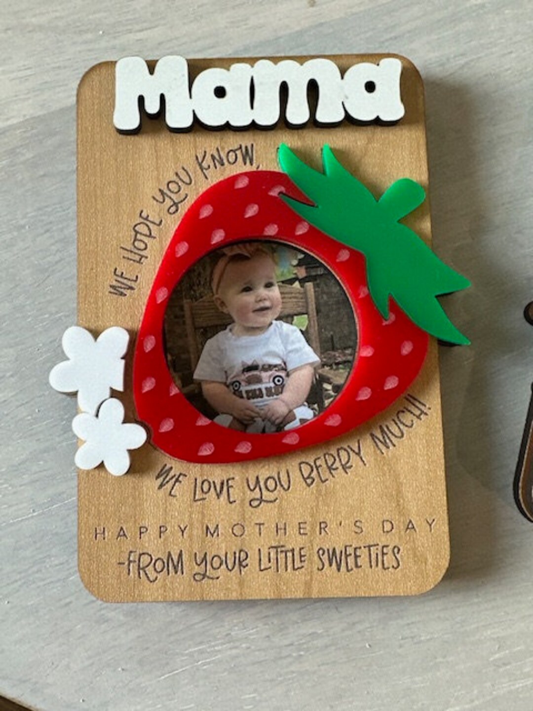 Mother's Day Gift, Strawberry Magnet Photo Frame, Love You Berry Much ...