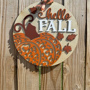Hello Fall / Fall Door Hanger / Welcome / Pumpkin Fall / Door Hanger - Etsy