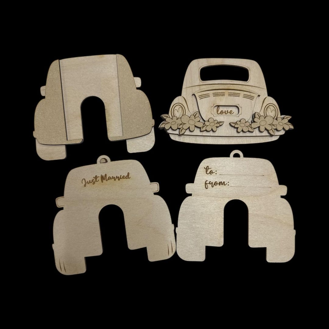 DIY Just Married Gift Card Holder Ornament: Unfinished Wood Craft - Etsy