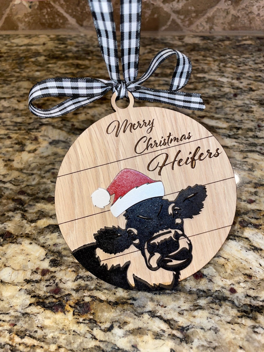 Merry Christmas Heifer, Farmhouse Christmas Ornaments, Funny Holiday ...