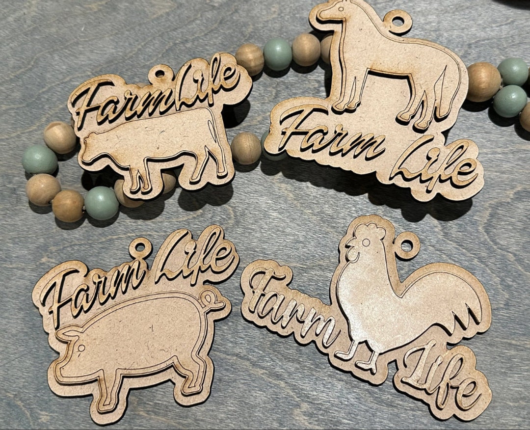 Unfinished DIY Farm Life/ Farm Life Charms Unfinished / Wooden Charms ...