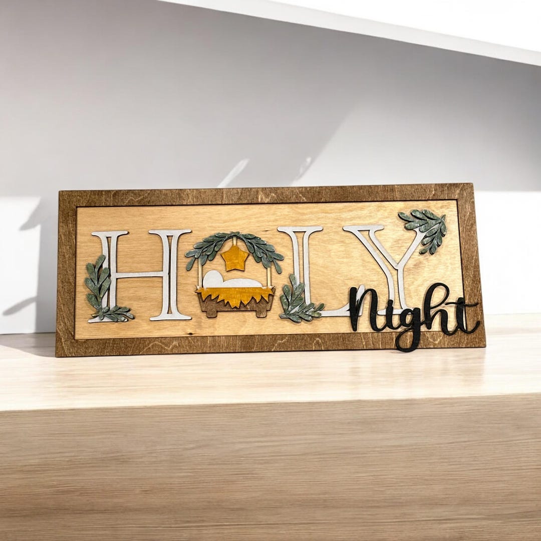 Holy Night Sign, Christmas Sign, Baby Jesus, Jesus Sign, Welcome ...