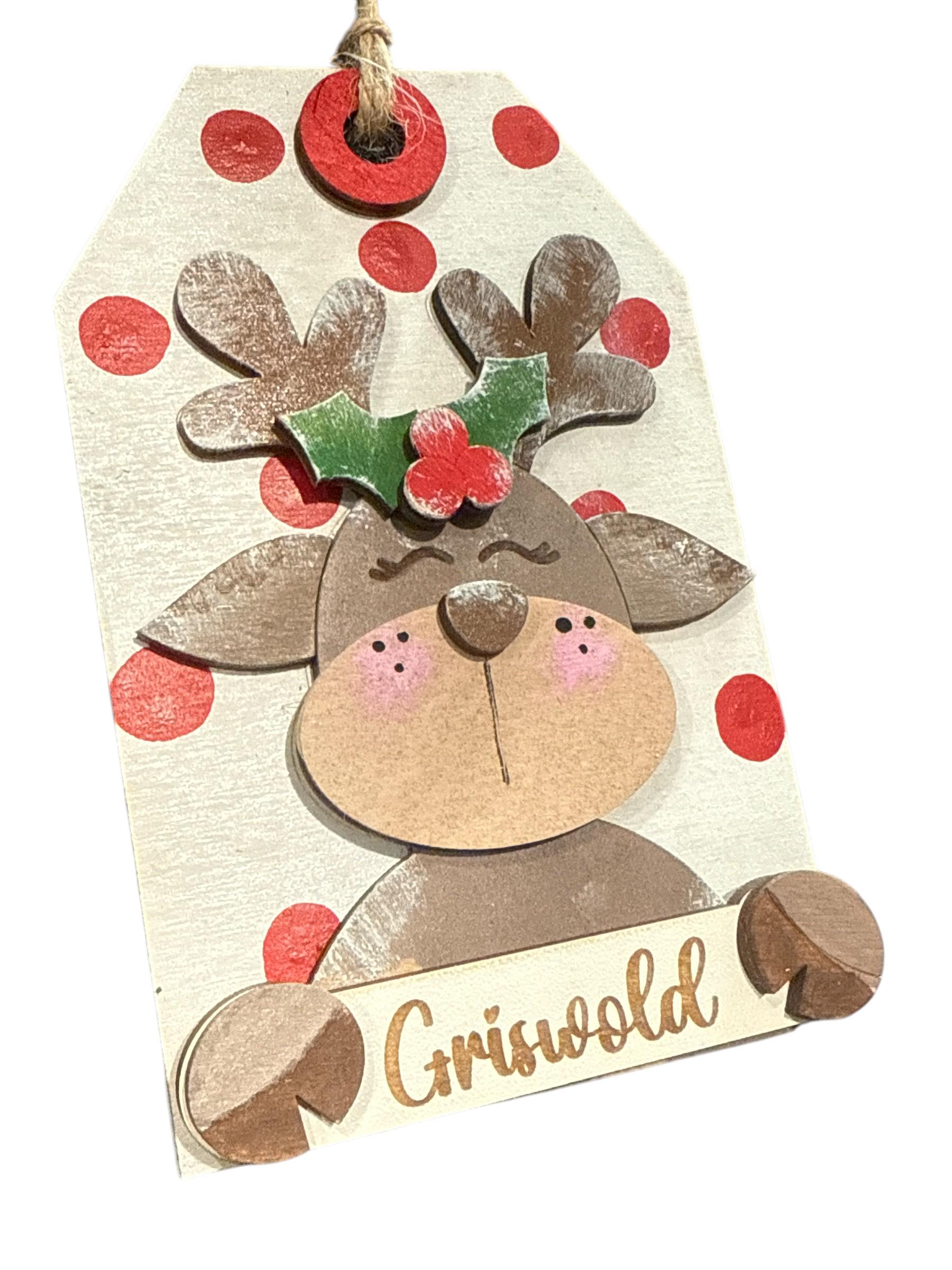 Personalizable Reindeer Christmas Ornament, Reindeer, Personalized ...