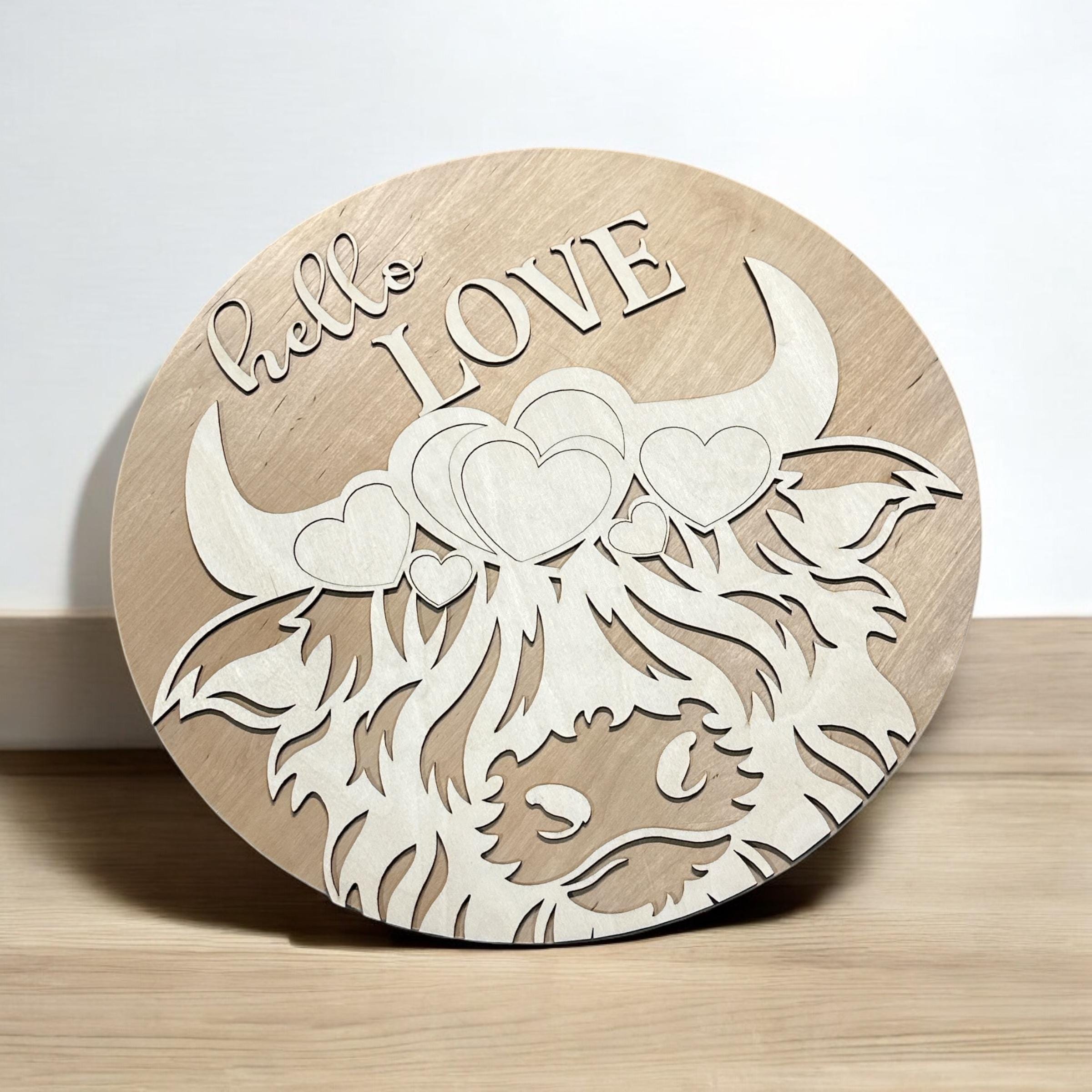 DIY Highland Cow Valentine Door Hanger, DIY, Hello Love Highland Cow ...