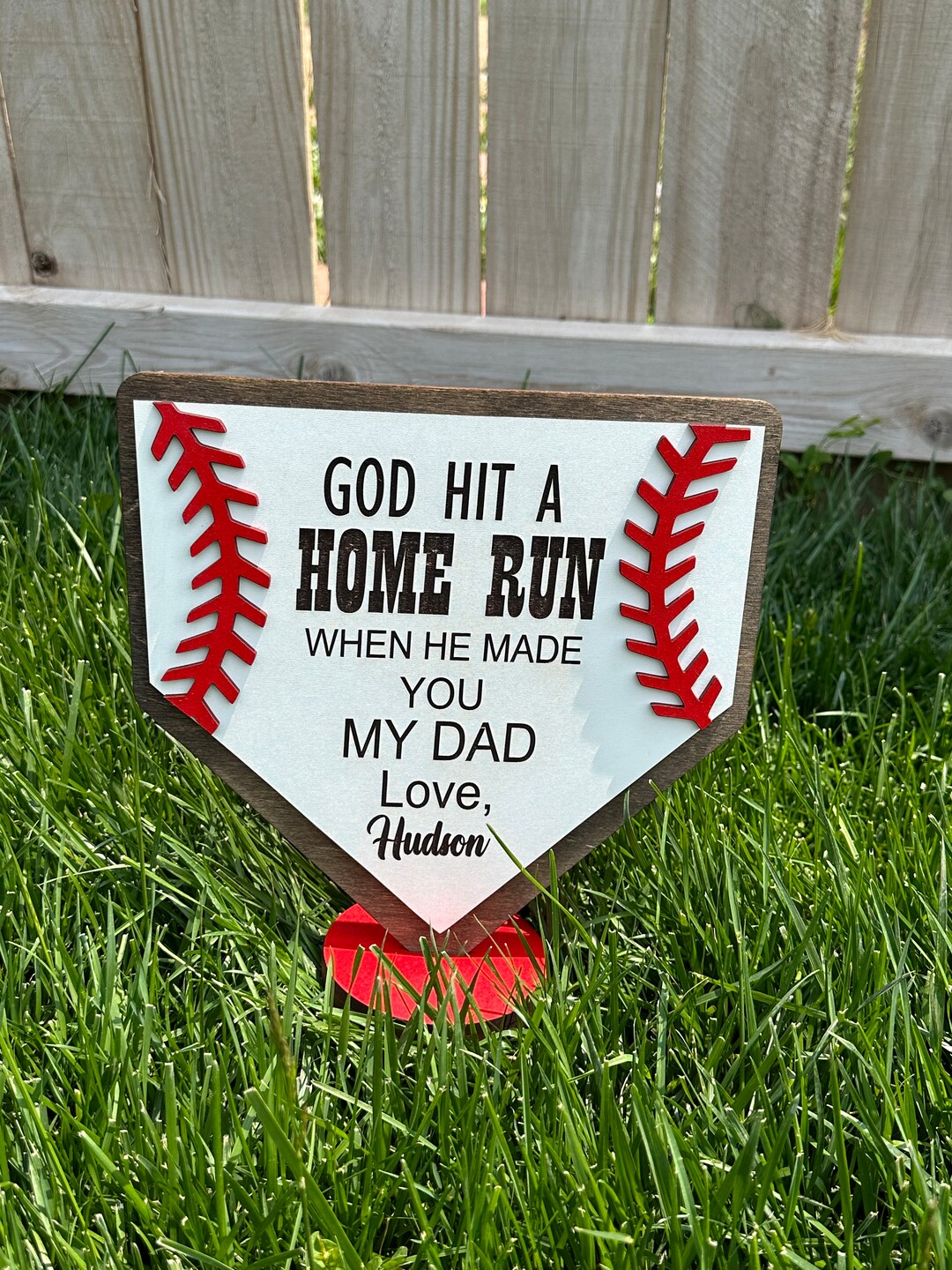 God Hit a Home Run Baseball Sign / Fathers Day / Dad / Papa / Hands ...
