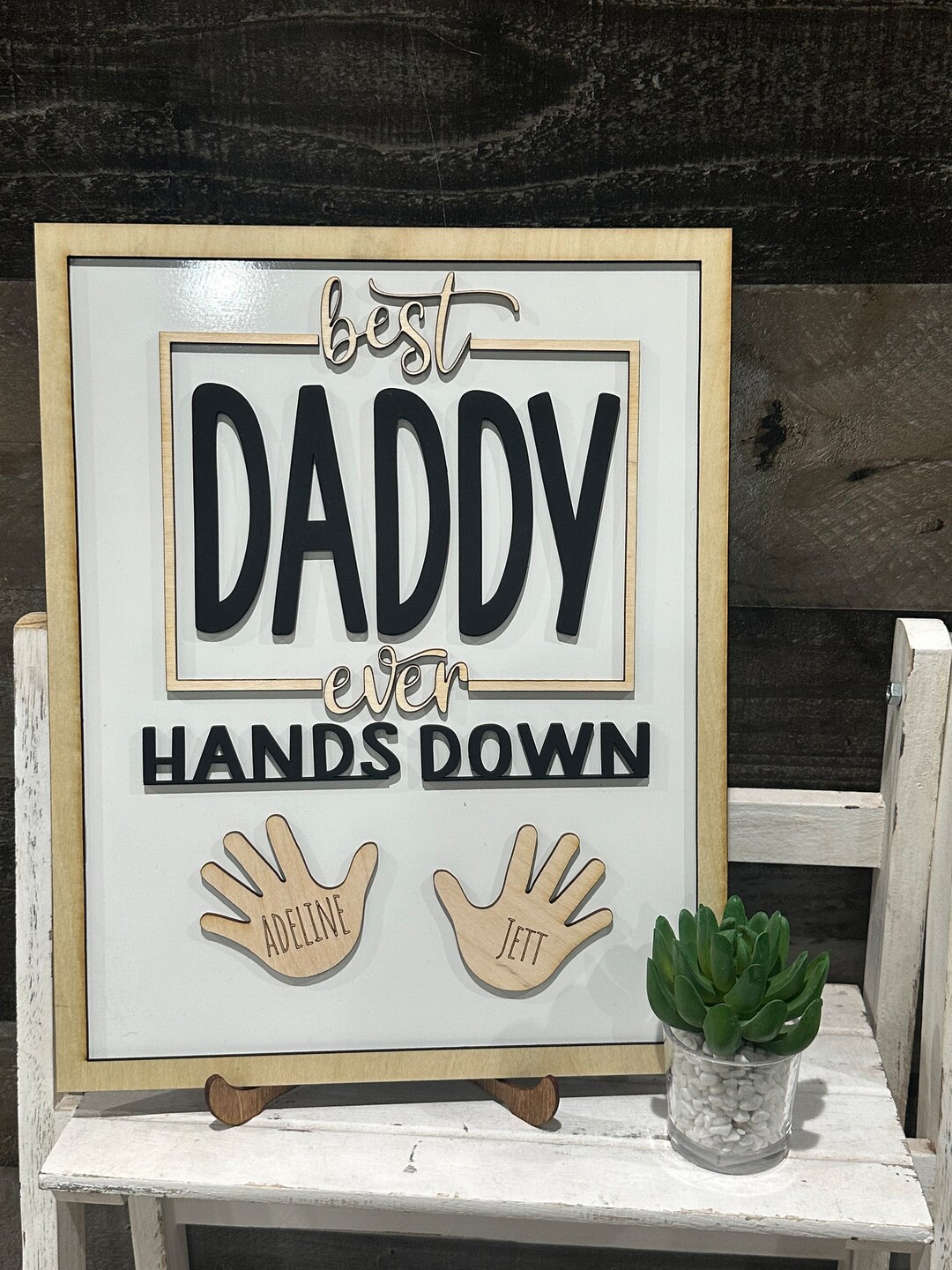 Father's Day Sign, Fathers Day, Hand Print Sign for Dad, Papa, Hands ...