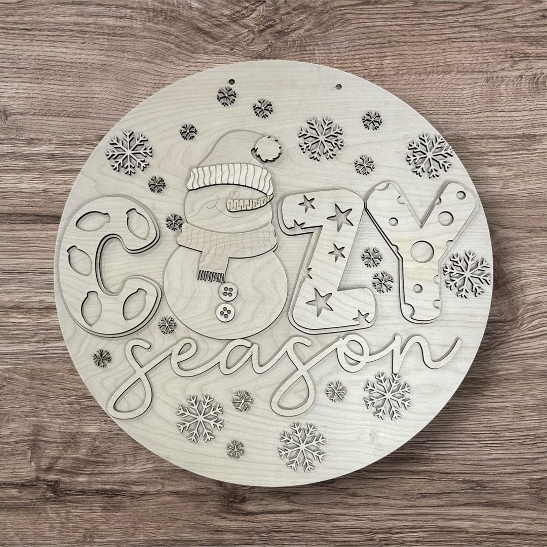 DIY Cozy Season Door Hanger, Winter Snowman, Cozy Winter Snowman Door ...