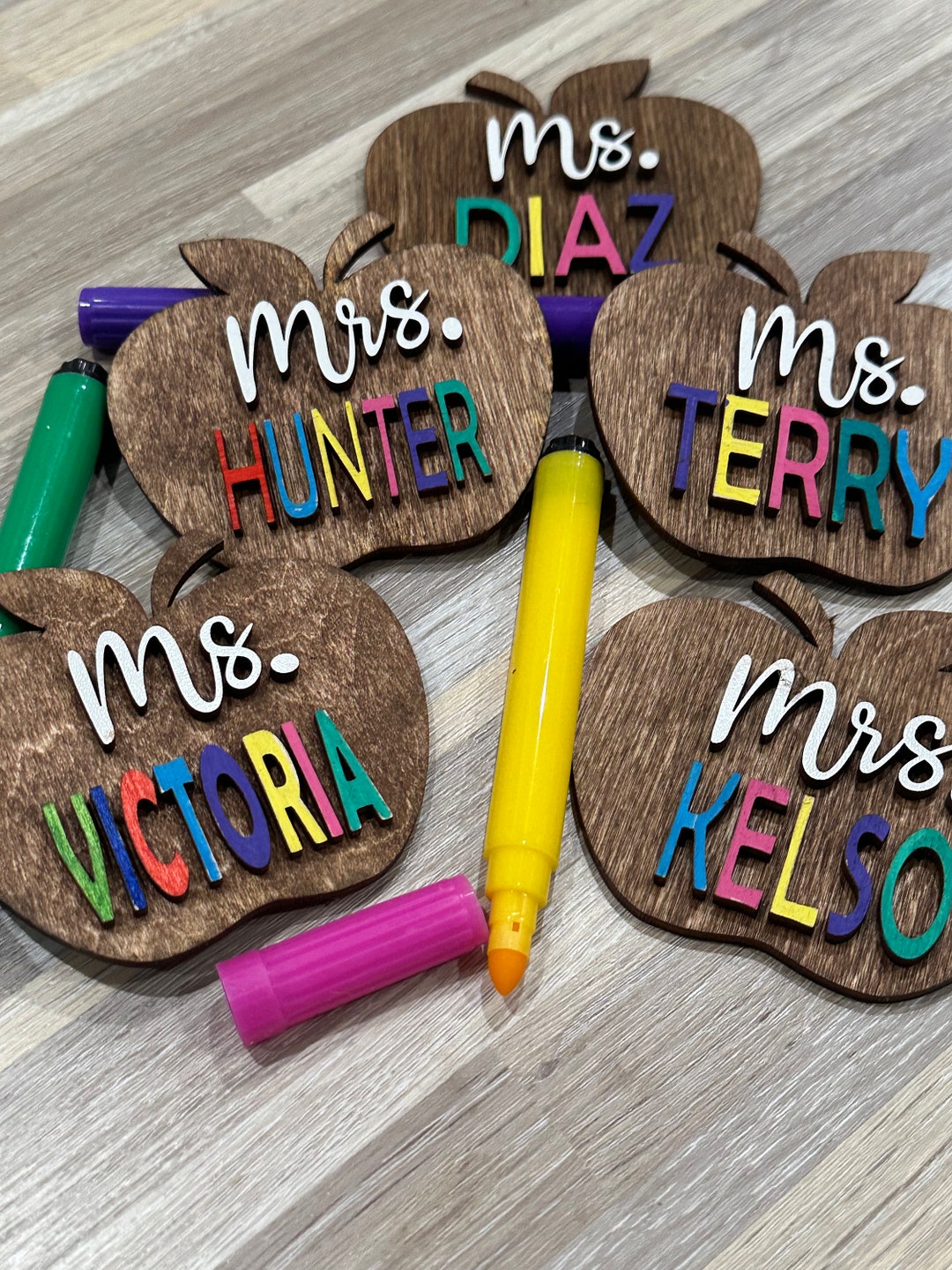 Teacher Apple Magnets, Personalized Teacher Name Magnets, Teacher Gifts ...