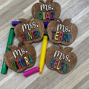 Teacher Apple Magnets, Personalized Teacher Name Magnets, Teacher Gifts ...