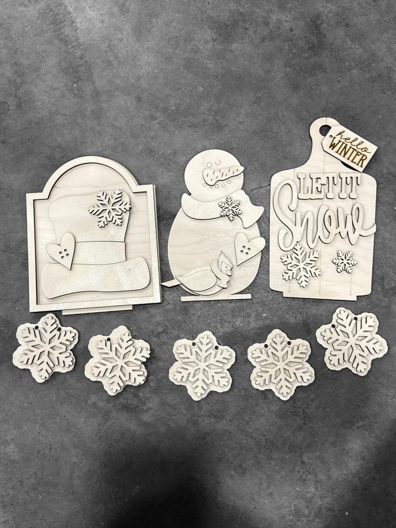 DIY Let It Snow Unfinished Wood Interchangeable Insert, Inserts Only ...