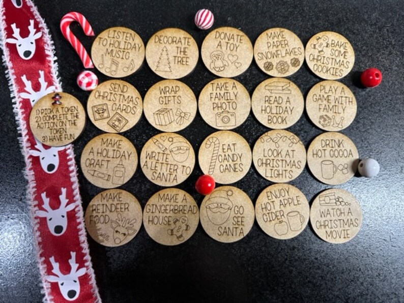 Christmas Token Set, Holiday Tokens, Christmas Countdown Ideas, Bucket ...