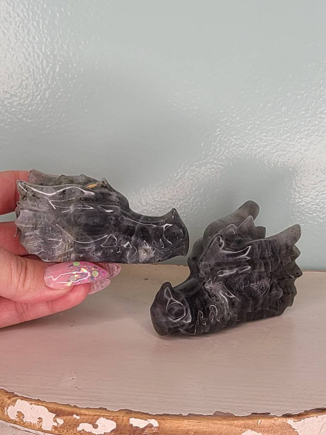 Labradorite Dragon Skull - Etsy