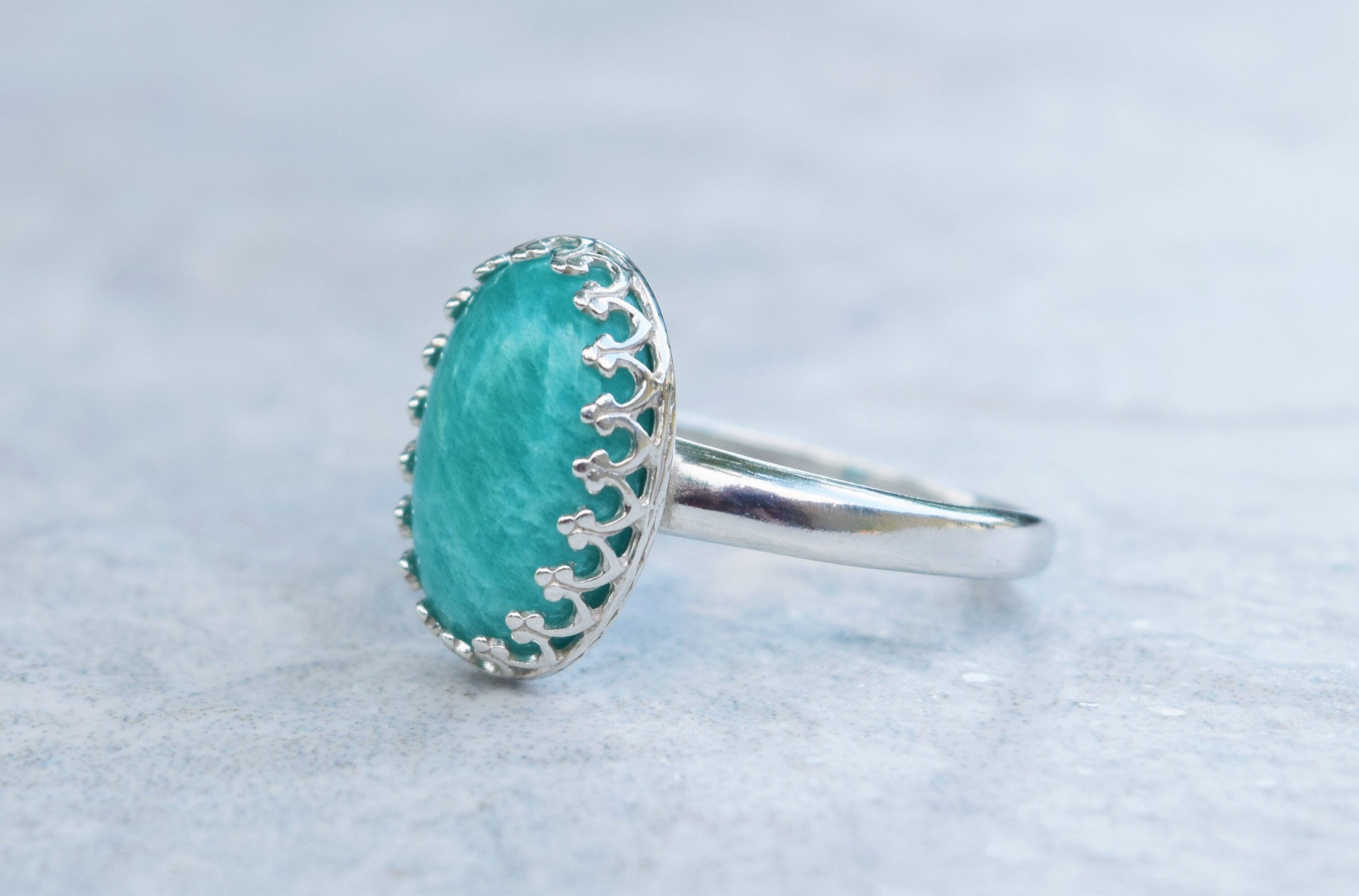 Amazonite Ring, Silver Amazonite Ring, Statement Ring, Turquoise Ring ...