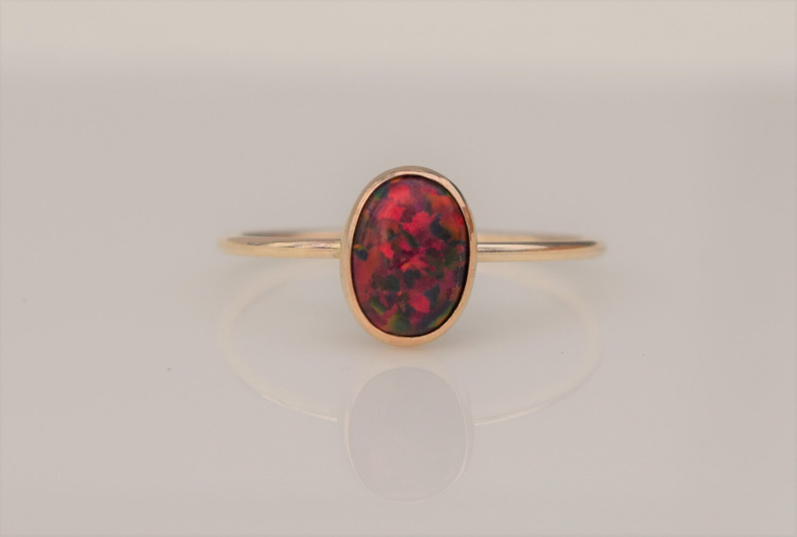 Red Opal Ring Black Cherry Opal Ring Fire Opal Ring Gold - Etsy