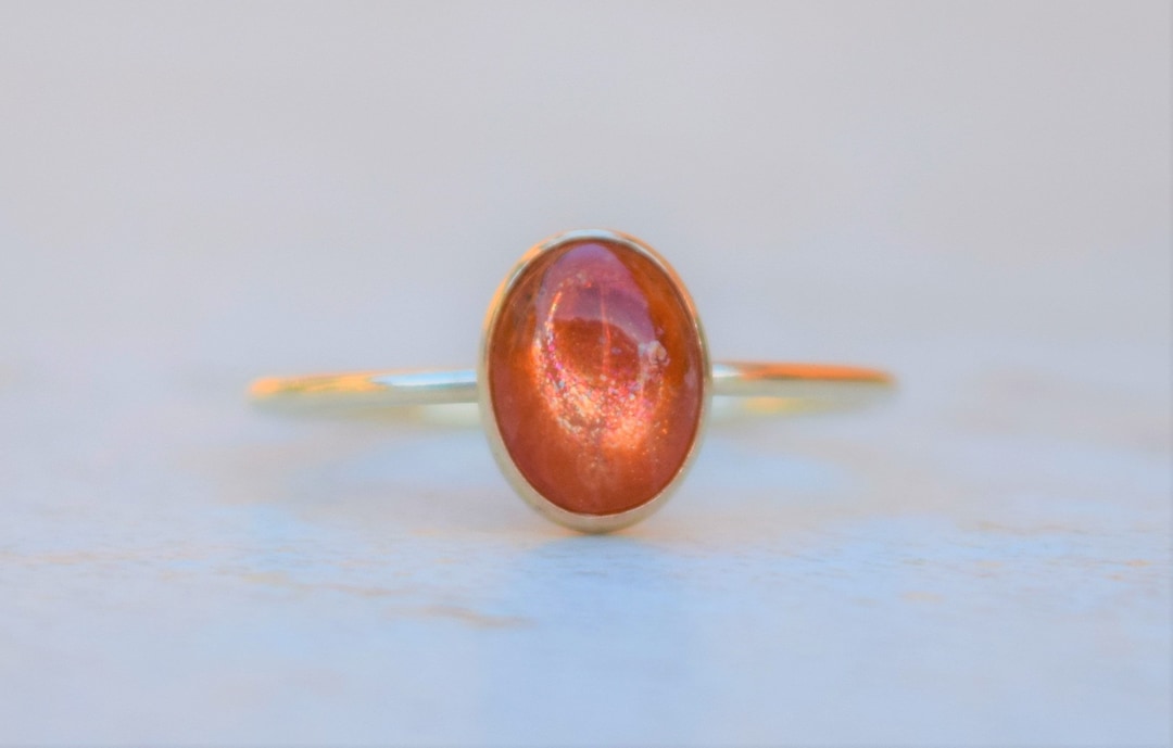 Sunstone Ring, Orange Sunstone, Gold Ring, Delicate Gold Ring, Stacking ...