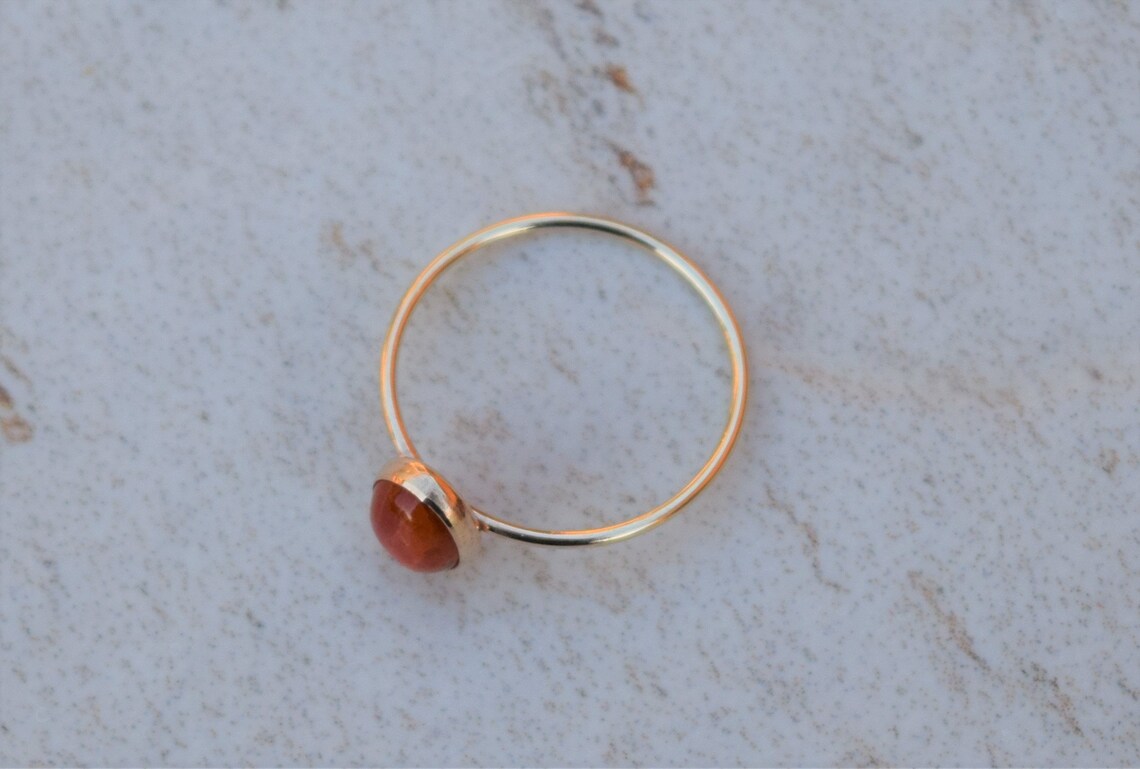 Sunstone Ring Orange Sunstone Gold Ring Delicate Gold Ring - Etsy