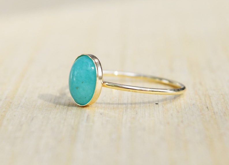 Gold Amazonite Ring Delicate Gold Ring Stacking Ring | Etsy