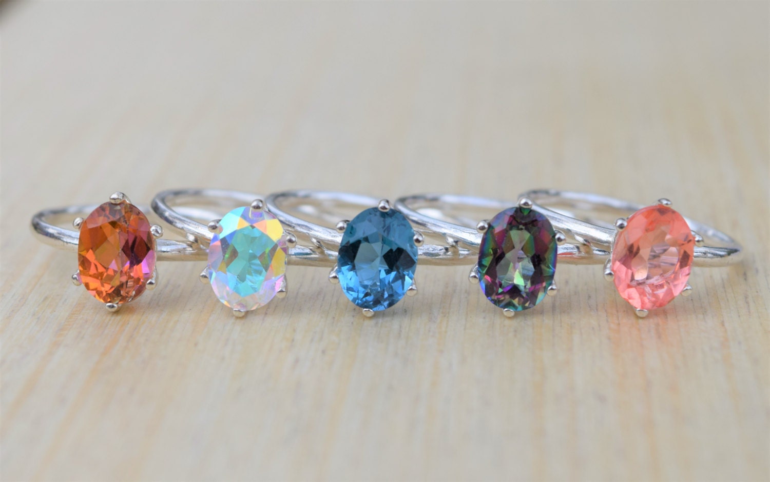 Opalescent Topaz Ring Rainbow Ring Solitaire Ring Sterling - Etsy
