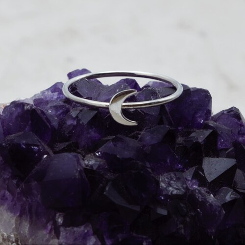 Moon Face Ring in Sterling Silver - Etsy