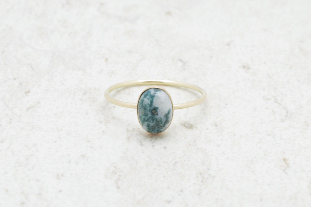 Tree Agate Ring, Genuine Gemstone, Natural Gemstone, Green Ring ...
