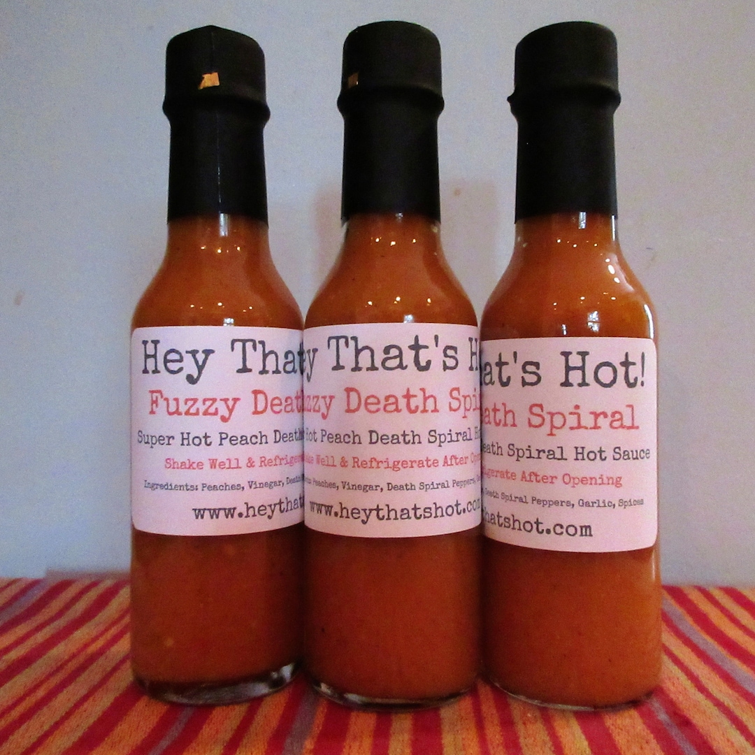 Fuzzy Death Spiral. Super Hot Peach Death Spiral Pepper Hot Sauce. 5 Oz ...