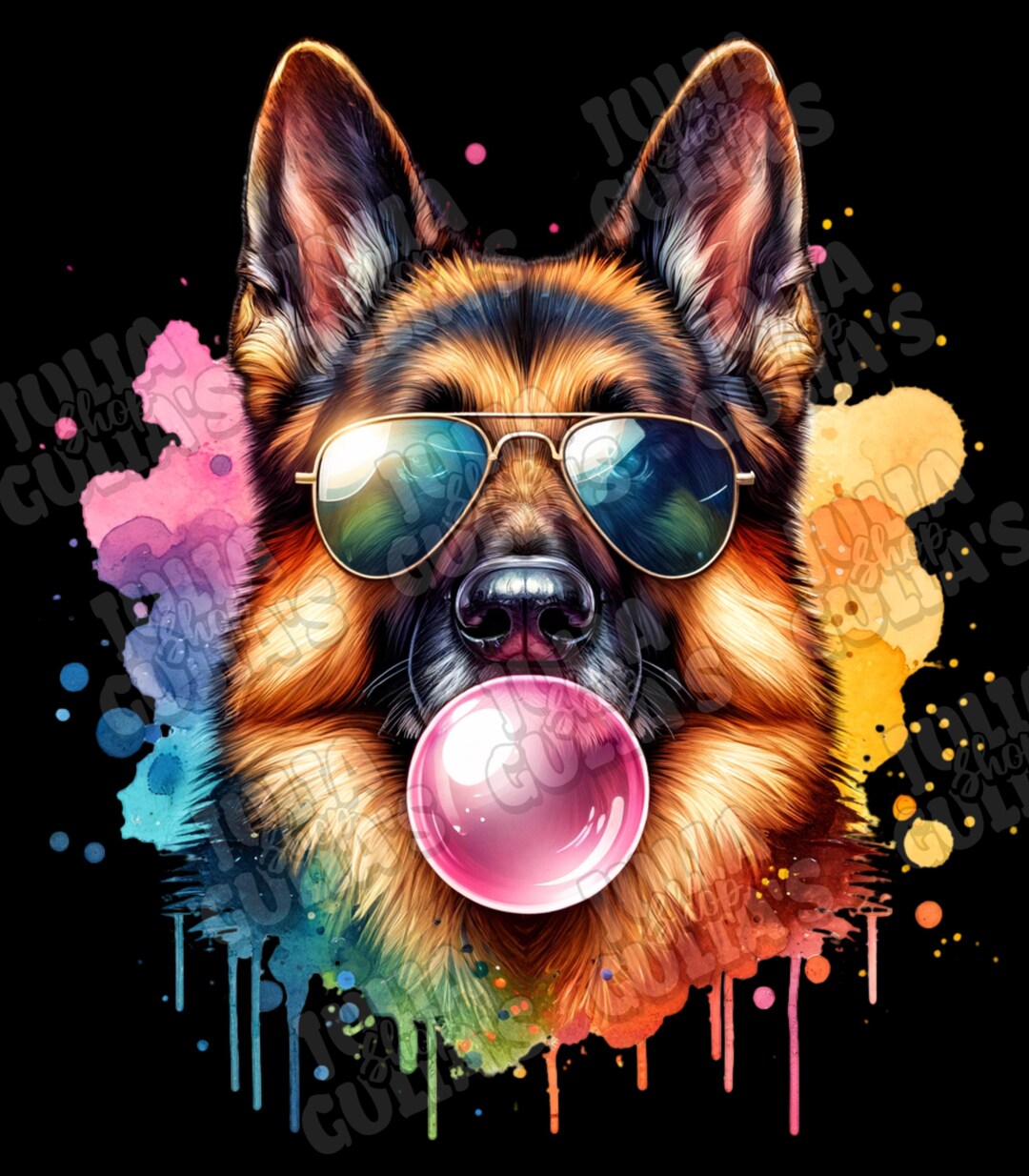 German Shepard PNG, Golden German Shepard , Dog Blowing Bubble, German ...