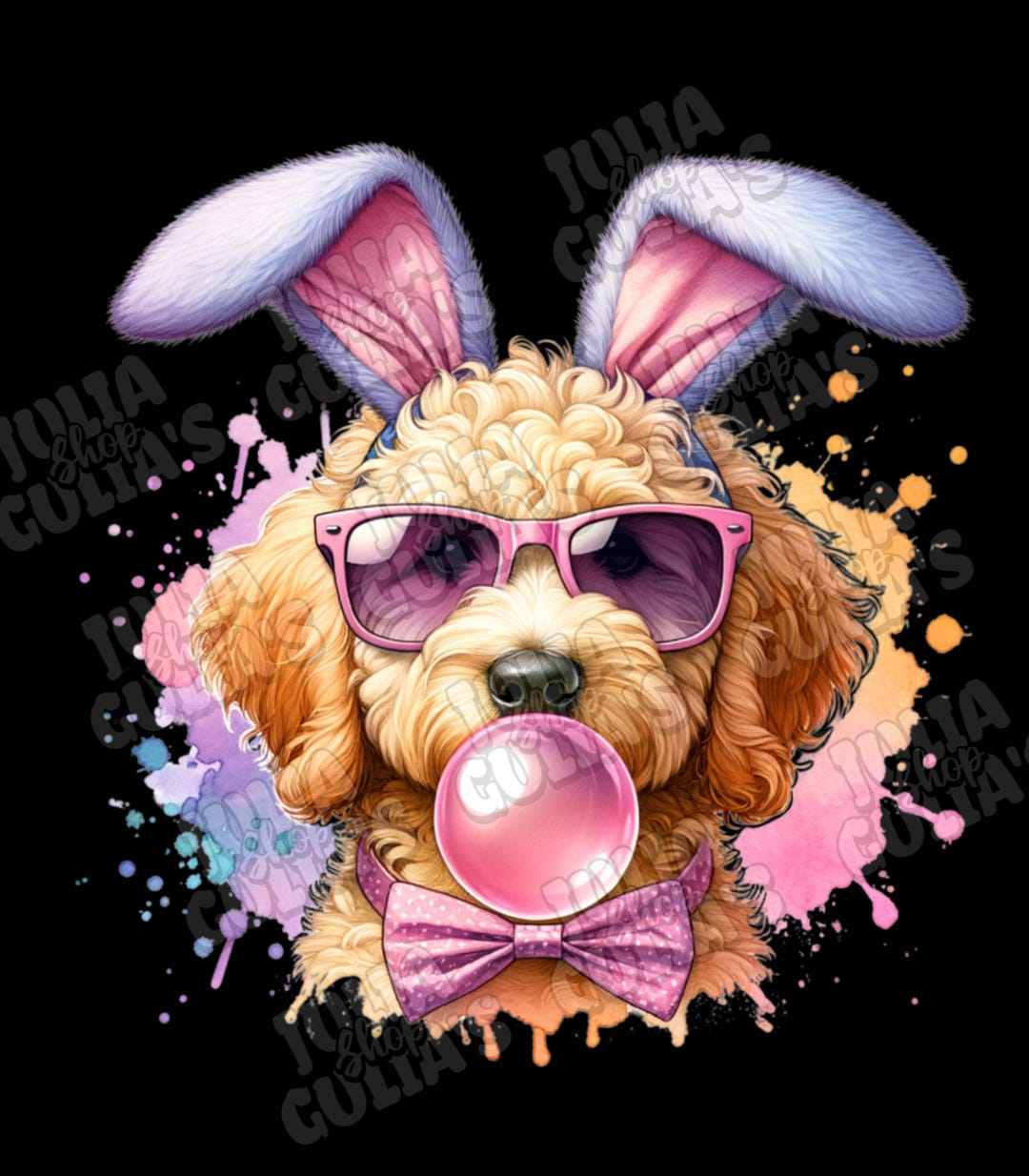 Goldendoodle PNG, Easter Goldendoodle, Dog Blowing Bubble, Goldendoodle ...