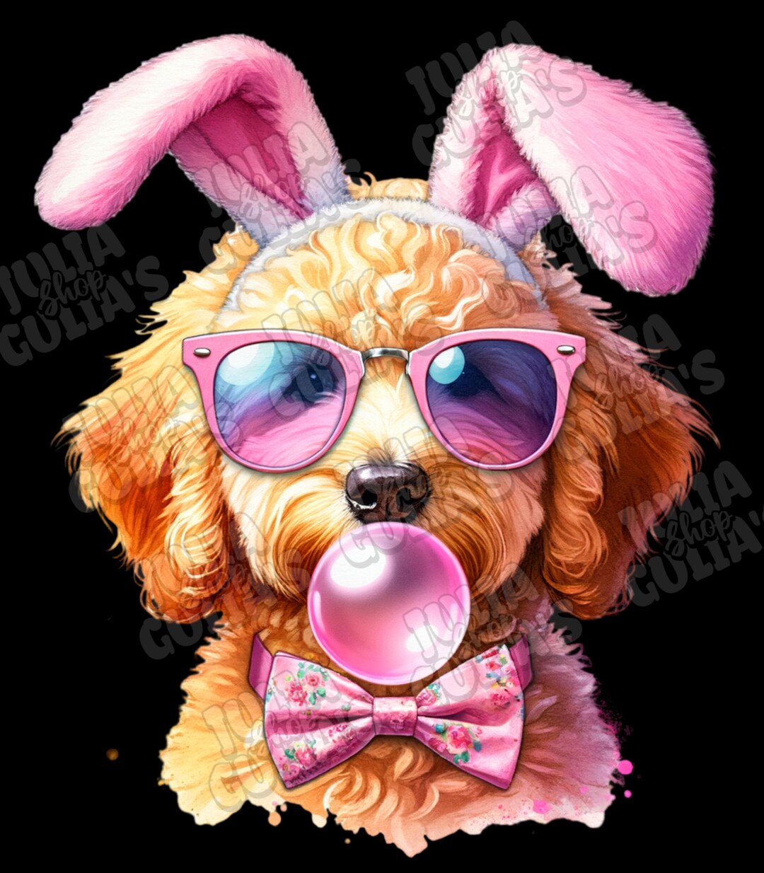 Goldendoodle PNG, Easter Goldendoodle, Dog Blowing Bubble, Goldendoodle ...