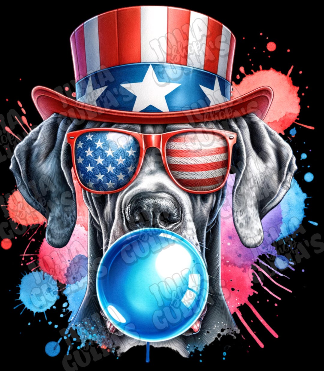 Great Dane PNG, 4th of July Great Dane, Dog Blowing Bubble, Great Dane ...