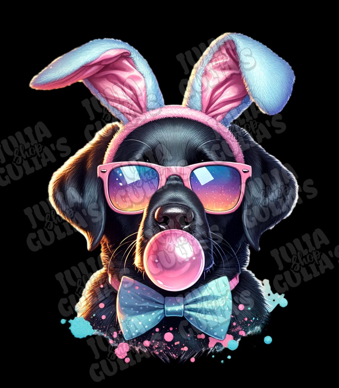 Black Lab PNG, Easter Black Lab, Dog Easter Bunny, Black Lab PNG, DTF ...
