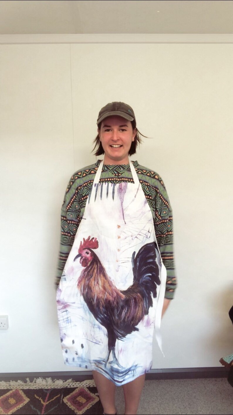 Rooster Apron, Adult Apron, Farm Animal, Farm Animal Art, Animal Lover ...
