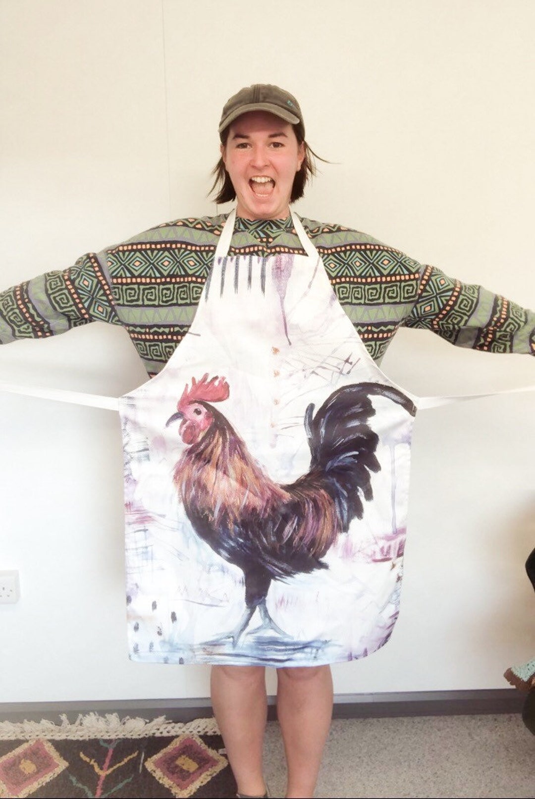 Rooster Apron, Adult Apron, Farm Animal, Farm Animal Art, Animal Lover ...