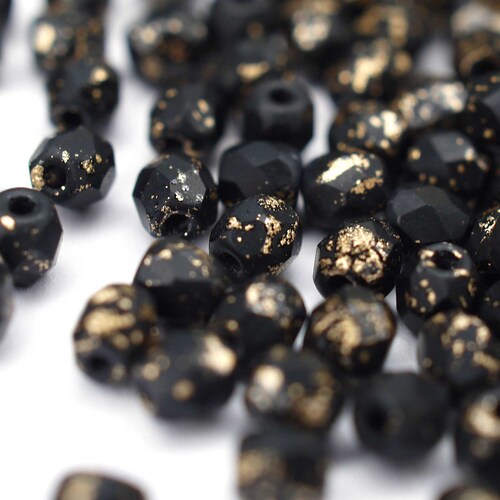 Matte Jet Gold-splash Bohemian Beads 3mm 4mm or 6mm Czech - Etsy