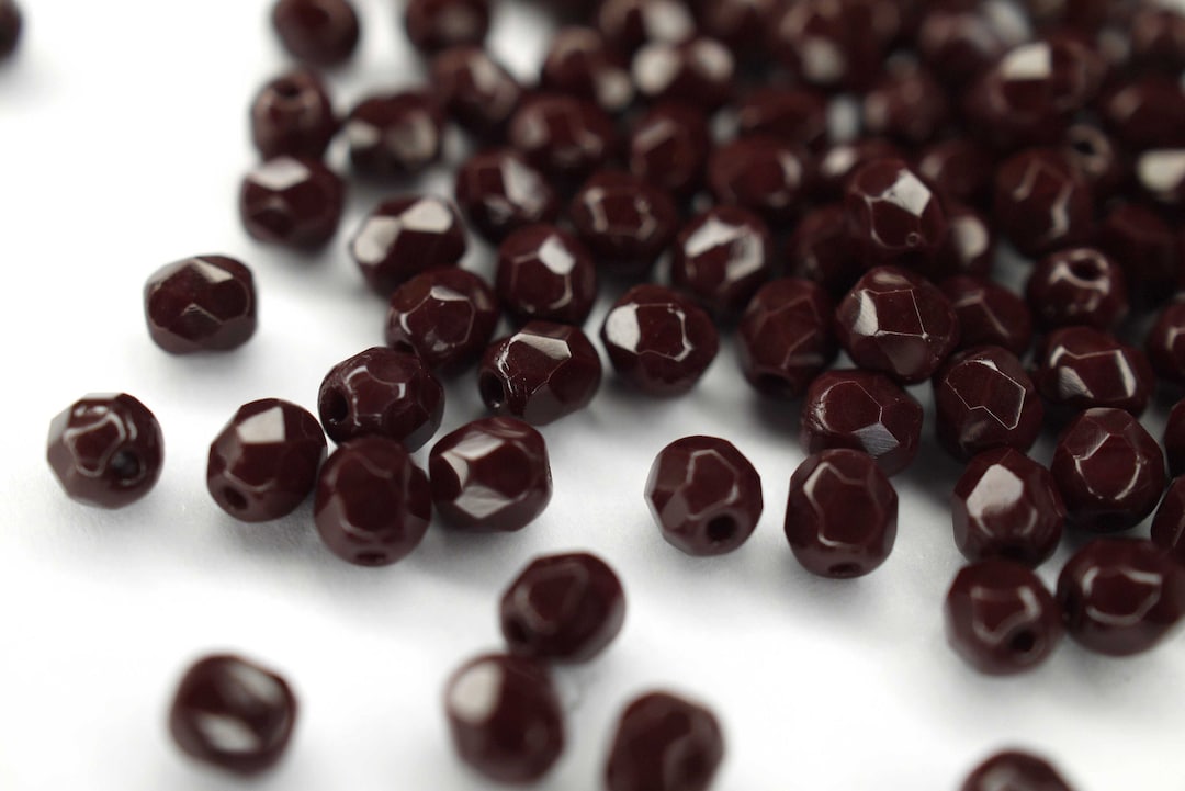 50 Opaque Chocolate Bohemian Beads 4mm Czech Fire Polished - Etsy UK