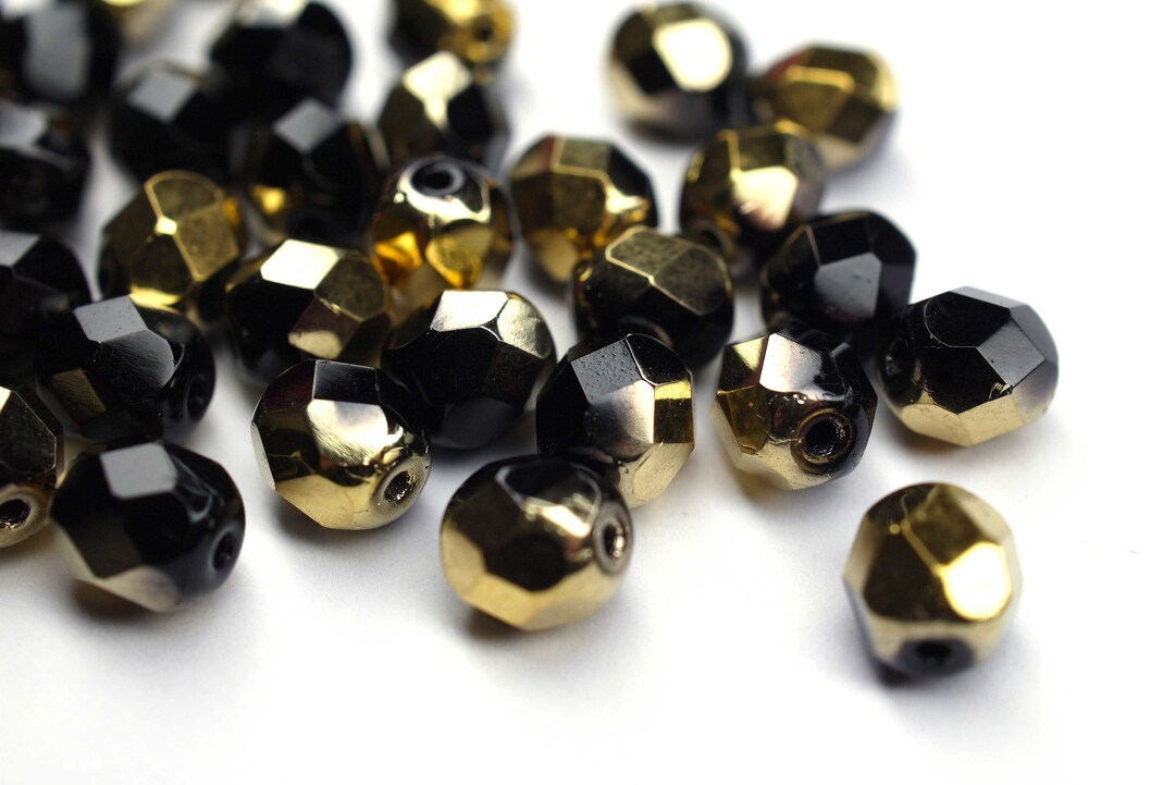 20 Jet Amber 6 Mm Bohemian Beads, Czech Glass Beads, DIY - Etsy