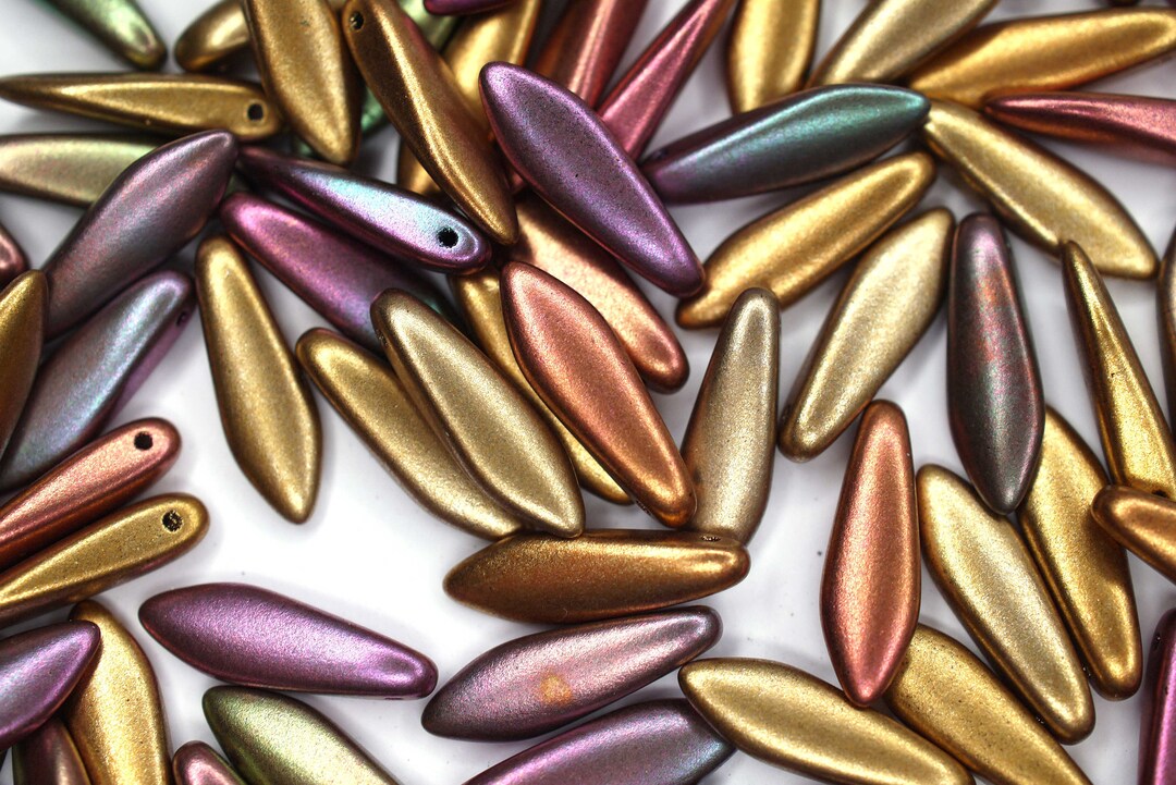 10 5x16mm Crystal Matte Metallic Bronze Iris Dagger Beads, Schmuck DIY ...