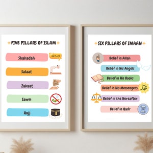 5 Colorful Islamic Educational Posters | Islamic Kids Print | Muslim ...