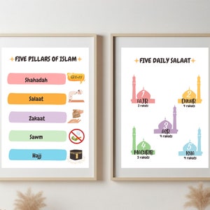 5 Colorful Islamic Educational Posters | Islamic Kids Print | Muslim ...