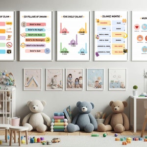 5 Colorful Islamic Educational Posters | Islamic Kids Print | Muslim ...