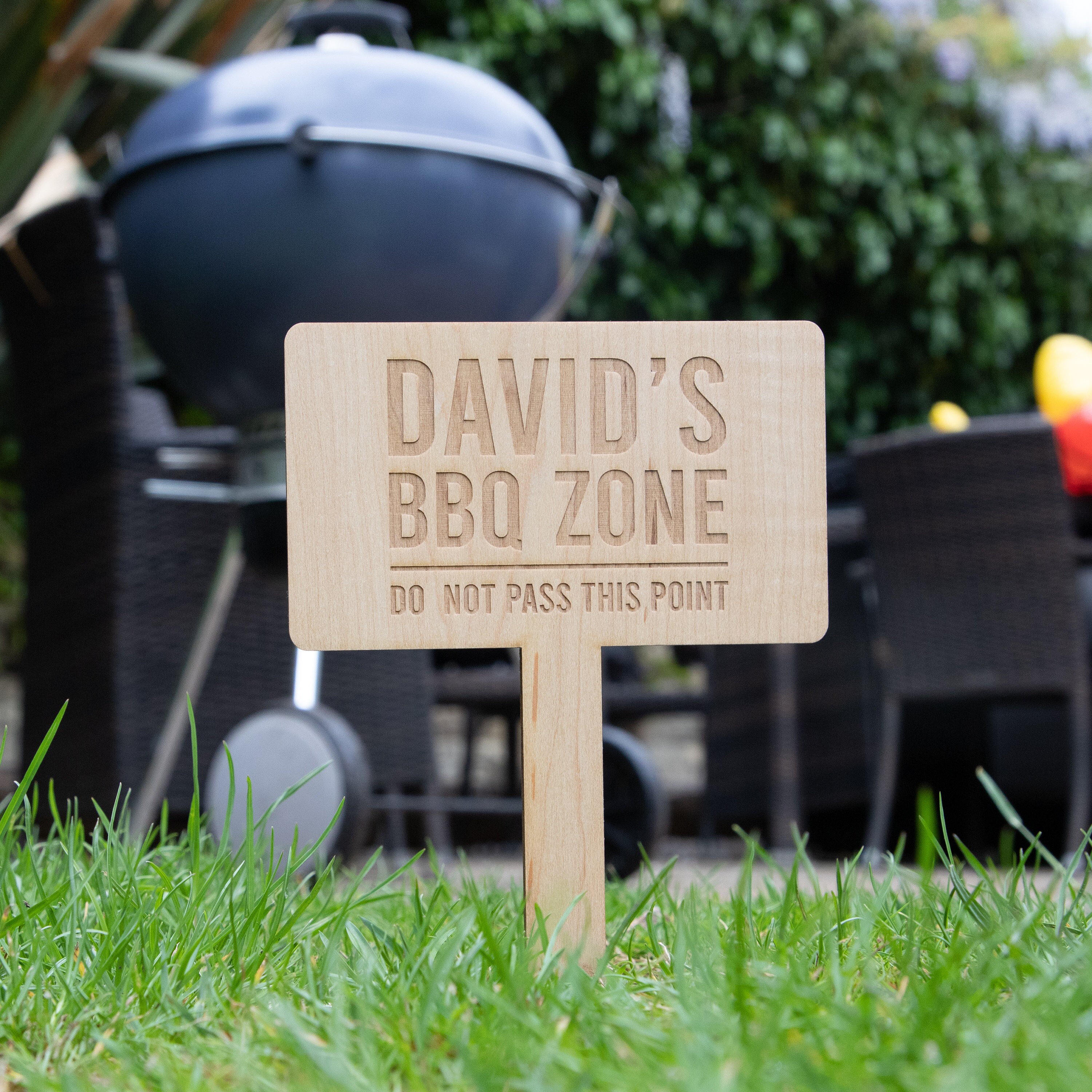 Personalised Solid Cherry Wood BBQ Zone Sign | Etsy