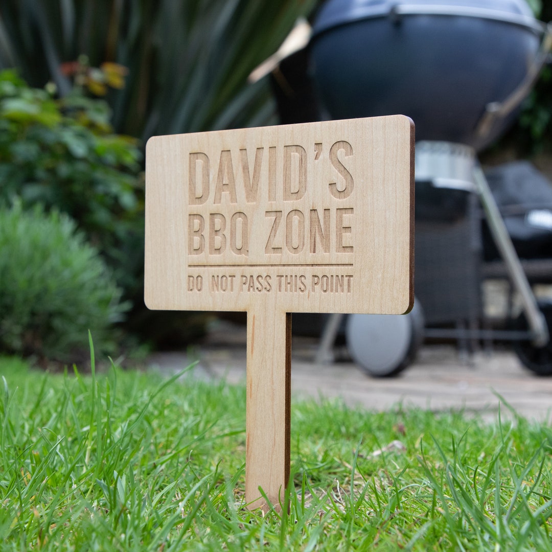 Personalised Solid Cherry Wood BBQ Zone Sign - Etsy