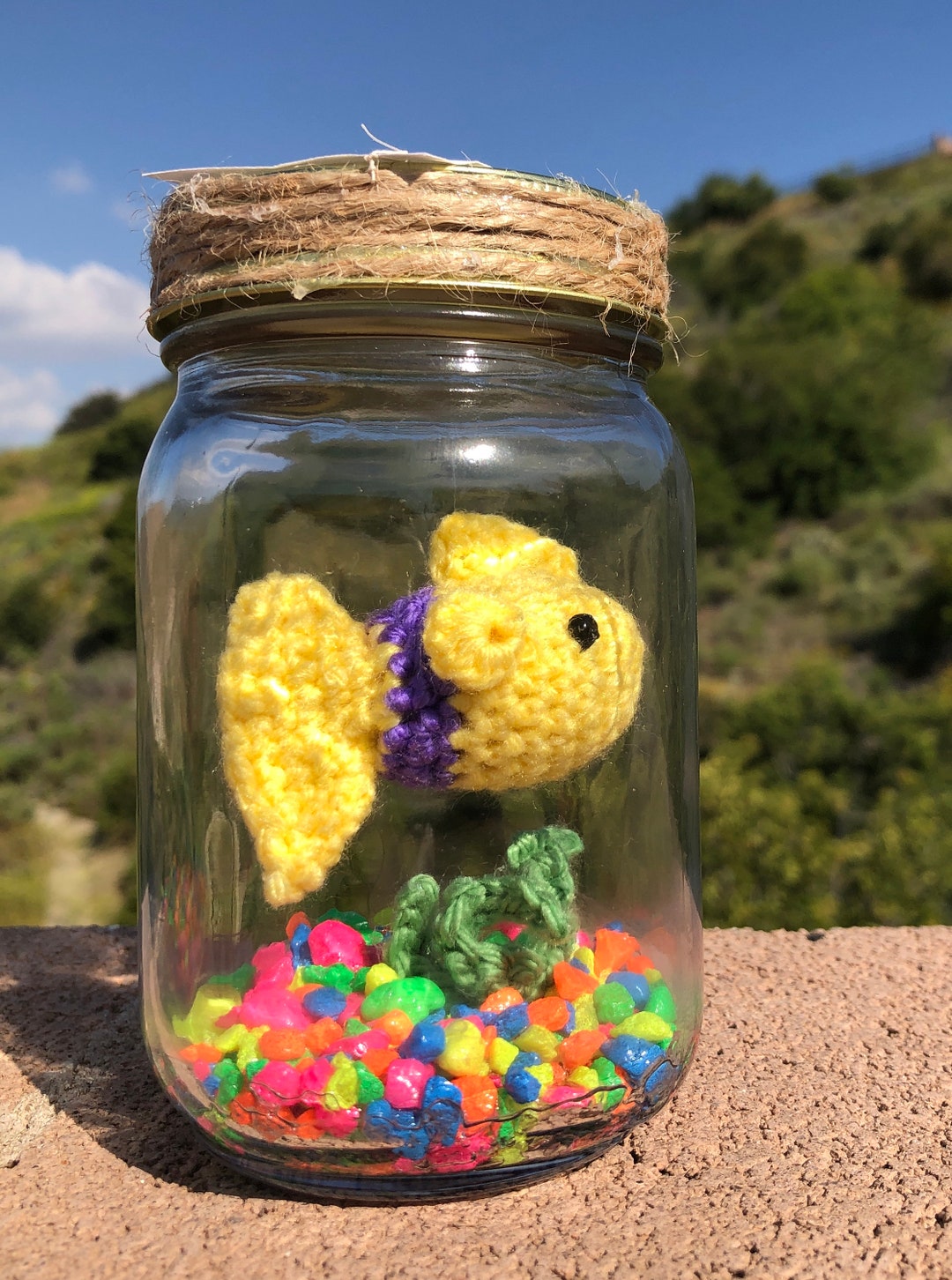 Fish in a Jar,nofussfish,nofusspet,crochetfish,fishdecor,fussfreefish ...