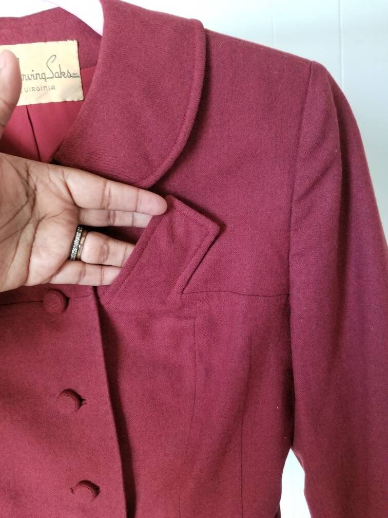 1930s 1940s Maroon Wool Button Font Jacket Moordale Miss | Etsy