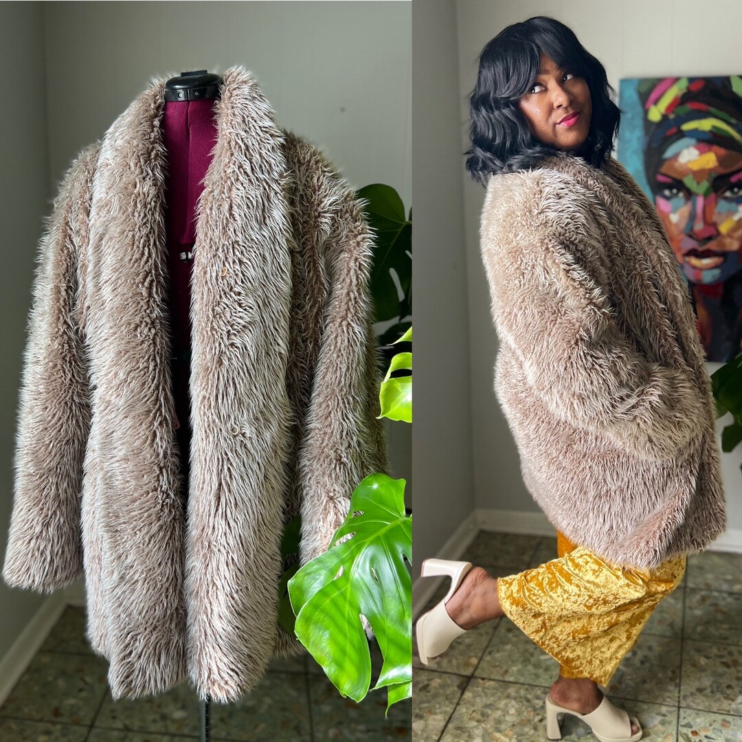 70 Braefair Faux Mongolian Fur Shag Coat - Chunky - Fuzzy - 1970s ...