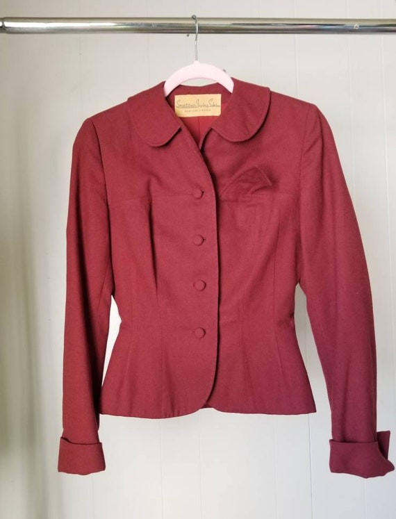 1930s 1940s Maroon Wool Button Font Jacket Moordale Miss | Etsy