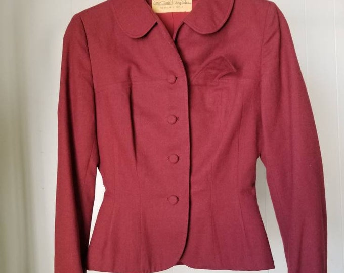1930s 1940s Maroon Wool Button Font Jacket Moordale Miss Smartwear ...