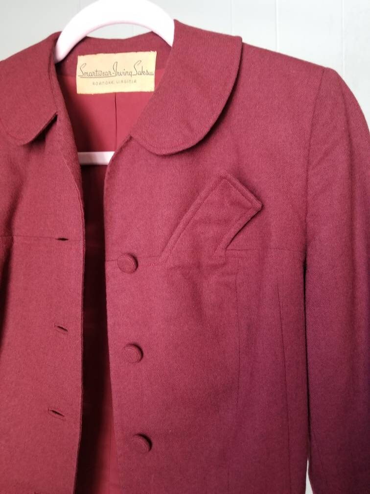1930s 1940s Maroon Wool Button Font Jacket Moordale Miss | Etsy