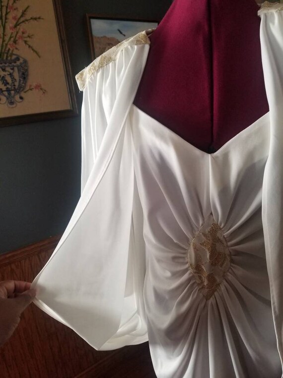 70s Draped White and Gold Sparkle Dress and Matching … - Gem